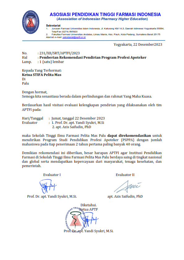 Visitasi Tim APTFI dalam Rangka Pembukaan Program Studi Pendidikan ...